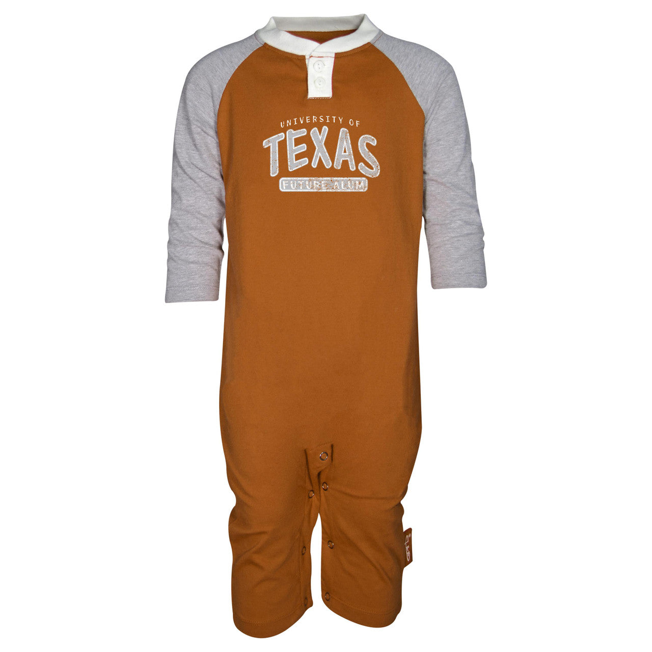 Texas Longhorn Infant Dusty Henley One Piece (BO/GRY) – SuePatrick.com