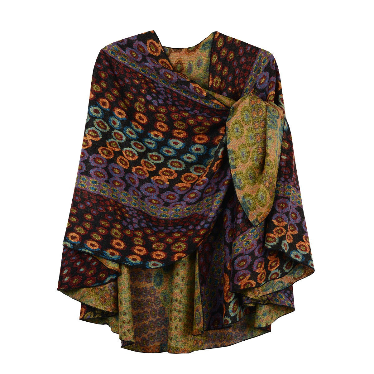Rapti 100% Cashmere Reversible Loop Shawl (#66) Black + Dots ...