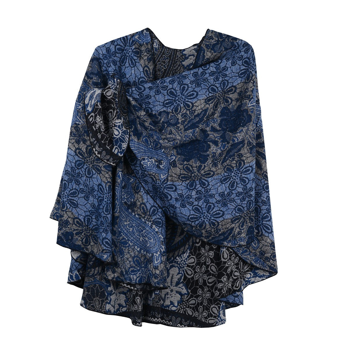 Rapti 100% Cashmere Reversible Loop Shawl (#68) BLU – SuePatrick.com