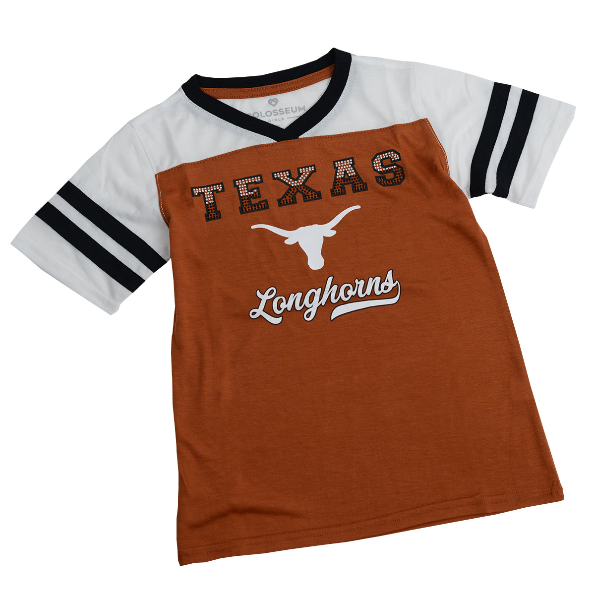 Texas Longhorn Colosseum Youth Girl's Rhinestone Bubble Gum Bling Tee ...