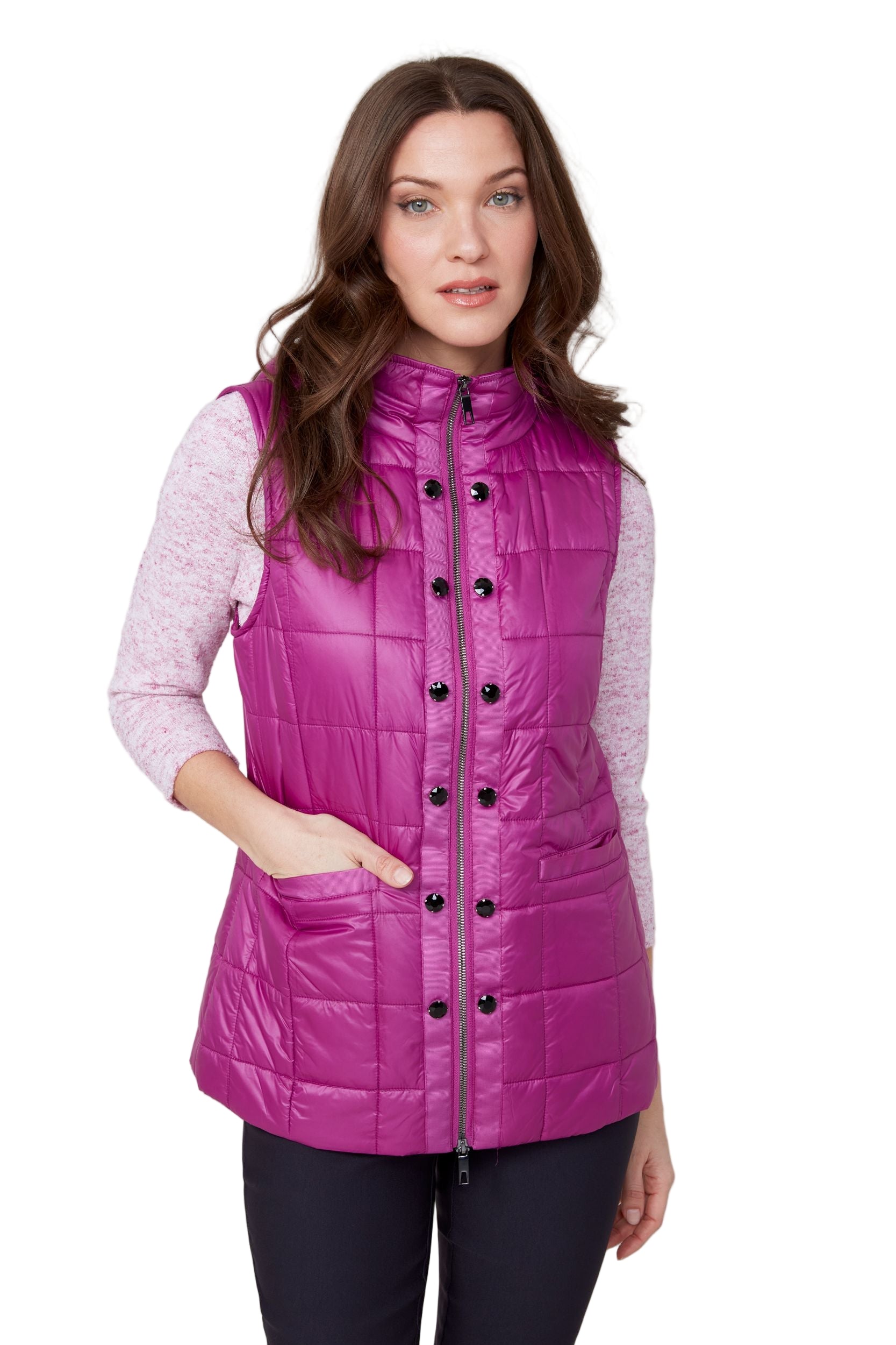 Renuar Luxe Quilted Puff Hooded Vest (R3907L-E3034)(Plum) – SuePatrick.com