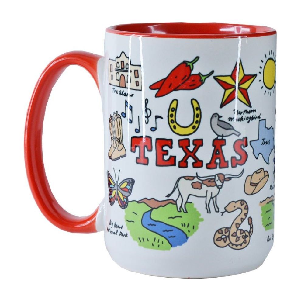 Texas Wanderer Ceramic Mug Red Handle – SuePatrick.com