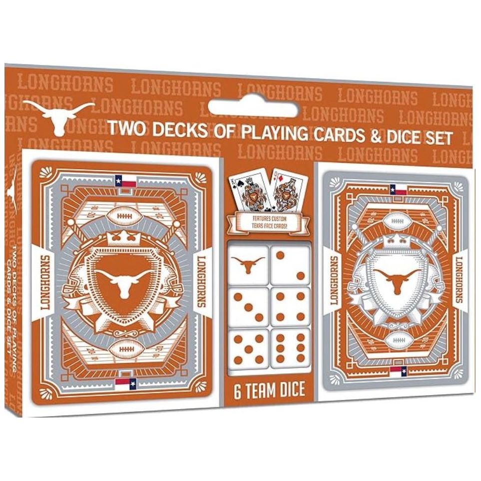 Texas Longhorn 2 Deck Playing Cards & 6 Dice Set (UTX3230) – SuePatrick.com