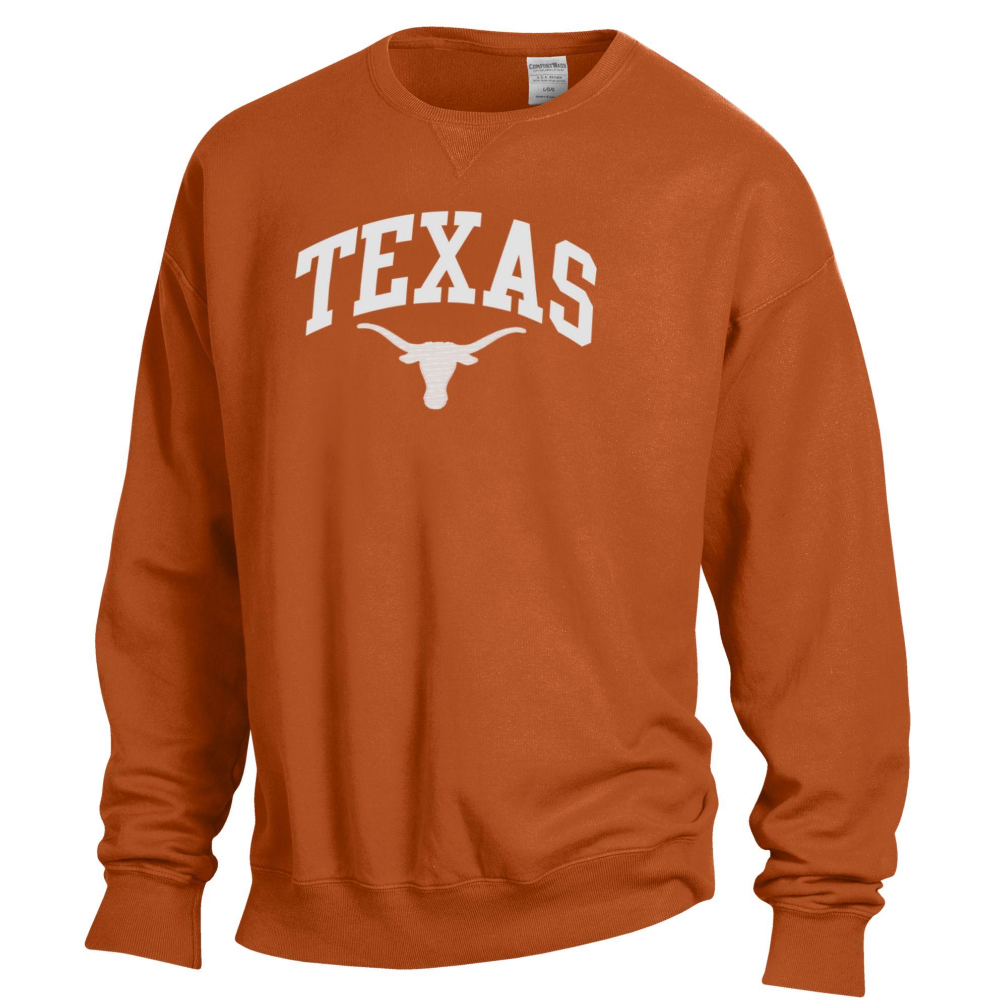 Texas Longhorn Arch Applique Pullover Crew Sweatshirt (4 Colors ...