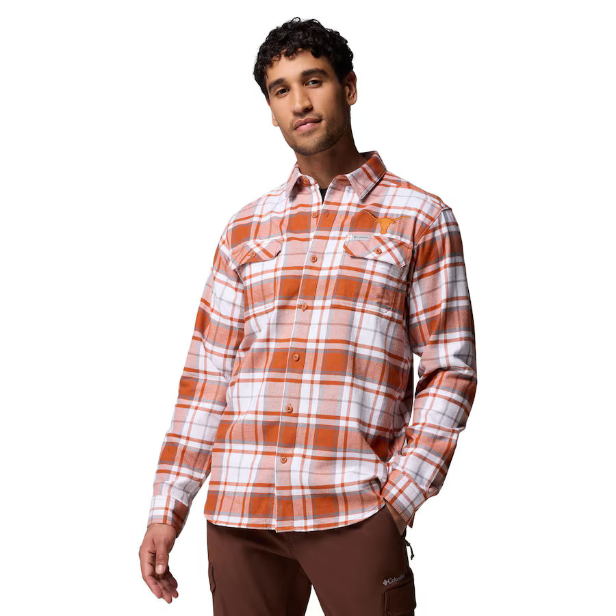 Texas Longhorn Columbia Men's Flaregun Tartan Plaid Flannel Button Fro ...
