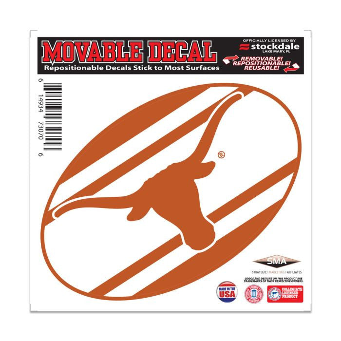 Texas Longhorn 6x6 Oval with Logo & Stripes Moveable Decal (S73070 ...