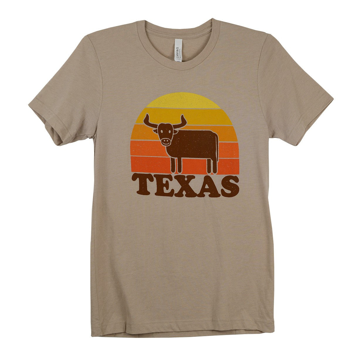 Texas Steer Sunset Tee (Heather Khaki)(Ci404) – SuePatrick.com