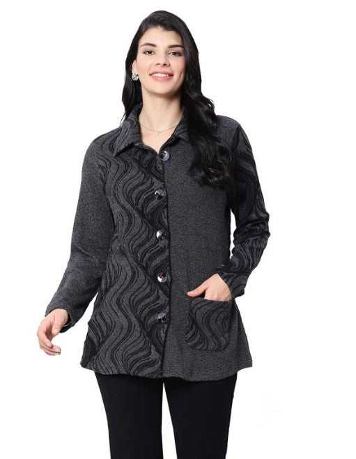 Parsley & Sage Trish Print Shirt/Jacket (BLK/GRY) – SuePatrick.com